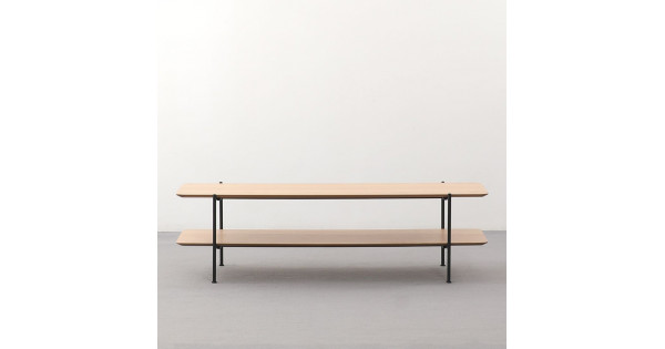 Two layer Metal Shelf, Oak, W150 S04902