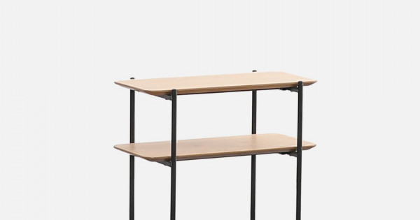 Two layer Metal Shelf, Oak, W60 S04901