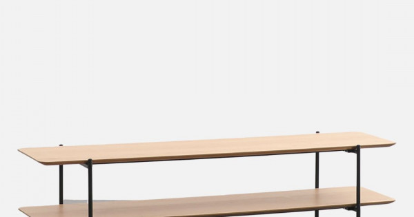 Two layer Metal Shelf, Oak, W150 S04902