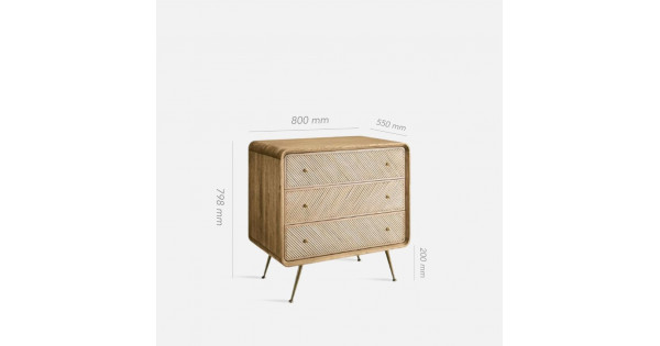 OAKI Retro Style Chest of Drawers, W80