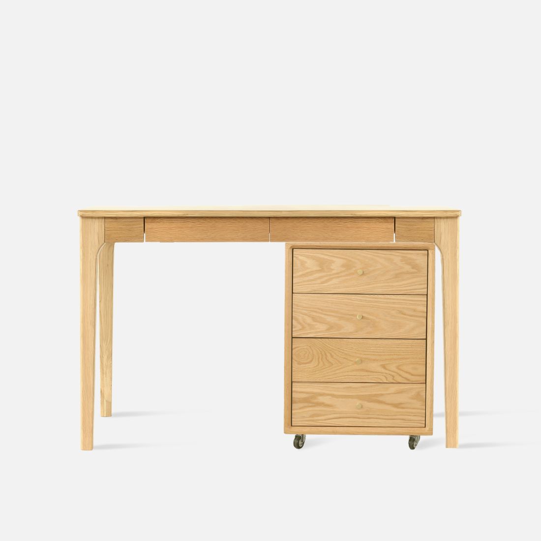 DANA Curved Work Desk with Drawer L100-140, Oak